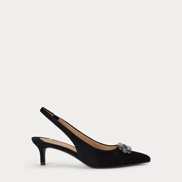 Ralph Lauren Lolah Jeweled Suede Slingback Pump