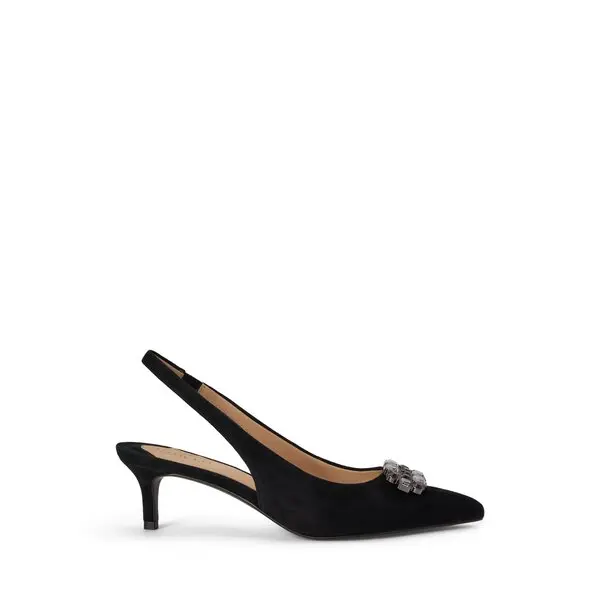 Ralph Lauren Lolah Jeweled Suede Slingback Pump