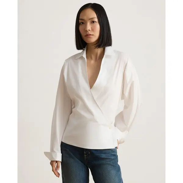 Ralph Lauren Stretch-cotton-blend Wrap Shirt