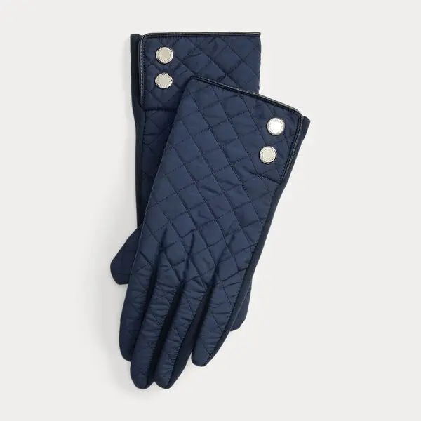 Ralph Lauren Plaid Diamond-quilted Tech Gloves - Navy