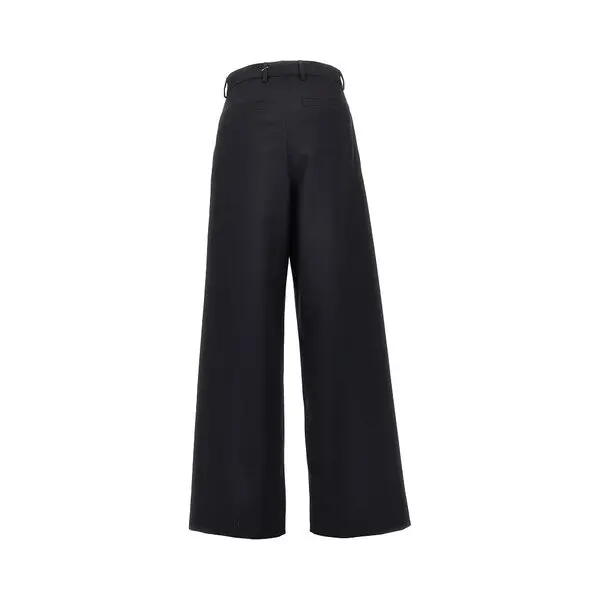 Dries Van Noten Wool Gabardine Wide Leg Pants