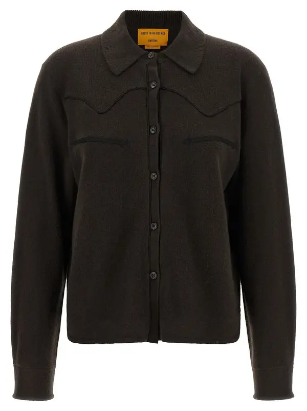 Guest In Residence Cropped Western' Shirt - Brown