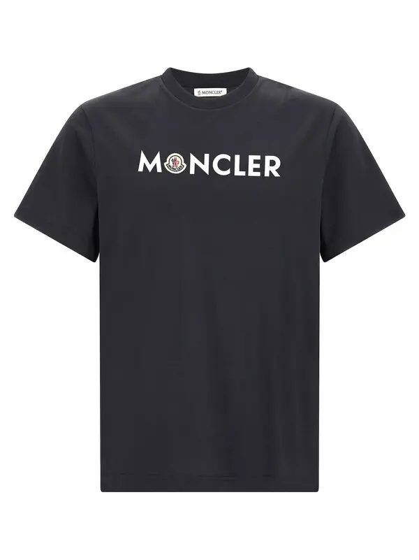 Moncler Front Logo Print T-shirt - Blue