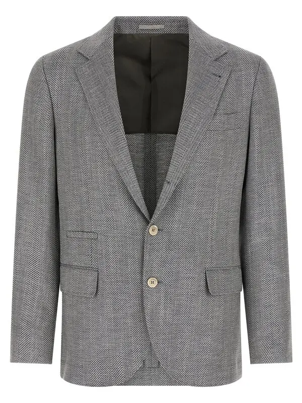 Brunello Cucinelli Deconstructed Single-breasted Blazer - Gray