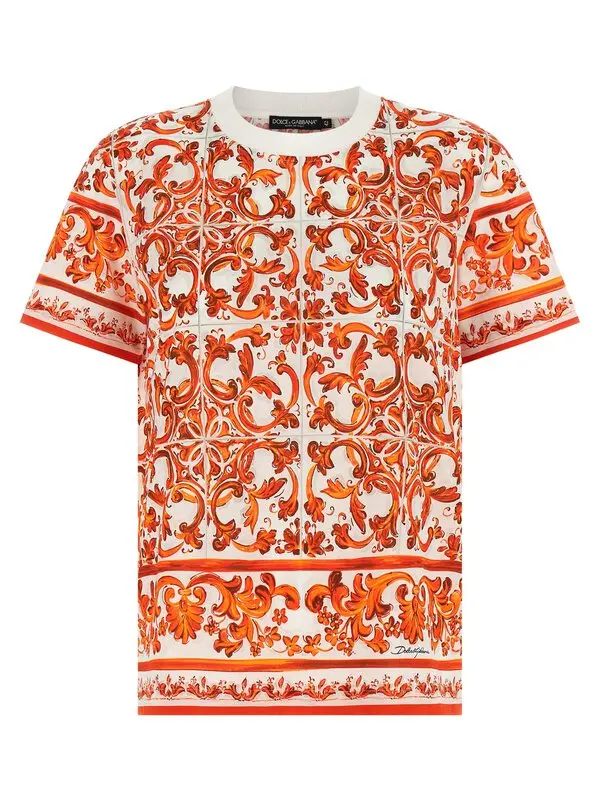 Dolce & Gabbana Maiolica' T-shirt - Orange