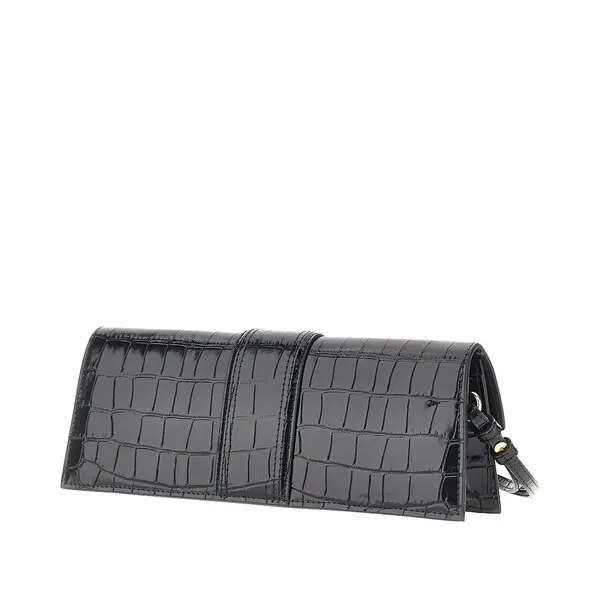 Jacquemus Croco-embossed Leather 'bambino' Clutch - Black