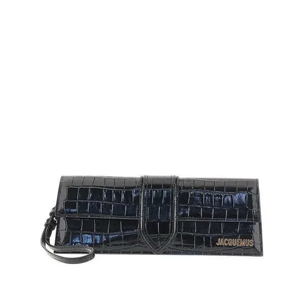 Jacquemus Croco-embossed Leather 'bambino' Clutch - Black