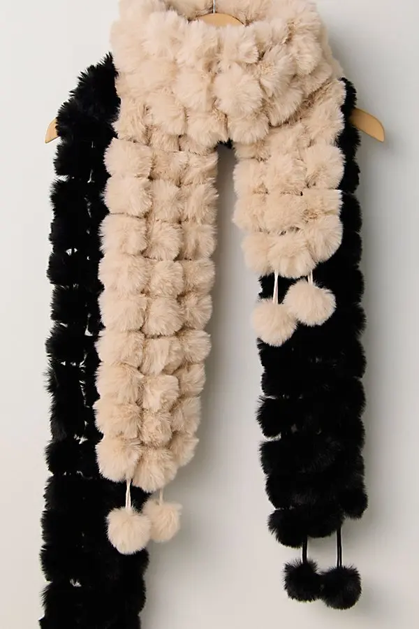 Free People Kiss Kiss Pom Scarf - Black