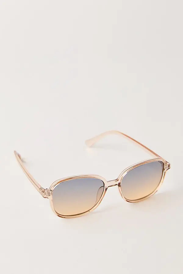 Free People Fade Into You Square Sunglasses - Nude/blue Gradient Lens