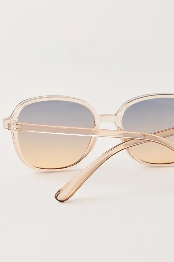Free People Fade Into You Square Sunglasses - Nude/blue Gradient Lens
