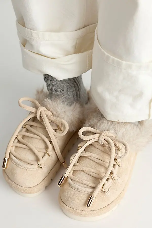NAKED WOLFE Harlow Shearling Mules - Ice