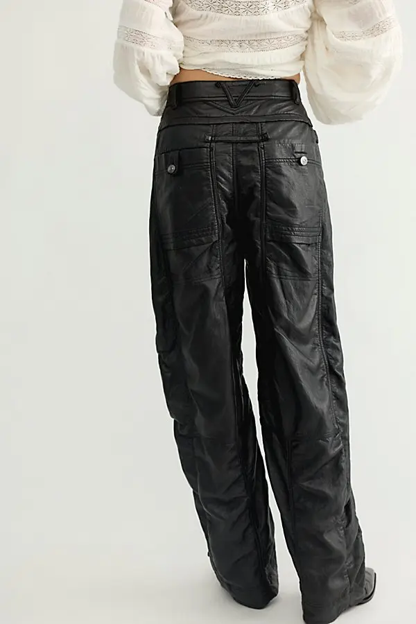 Free People We The Free Definition Workwear Vegan Leather Pants - Black