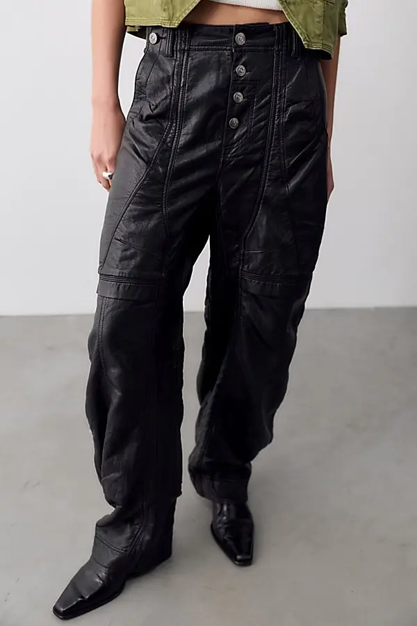 Free People We The Free Definition Workwear Vegan Leather Pants - Black