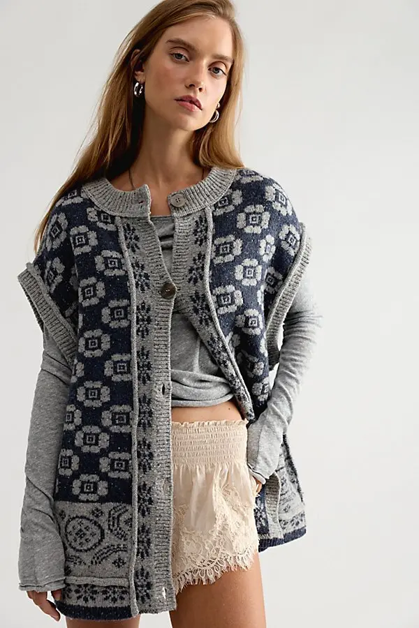 Free People We The Free Patch And Peach Wool Vest
