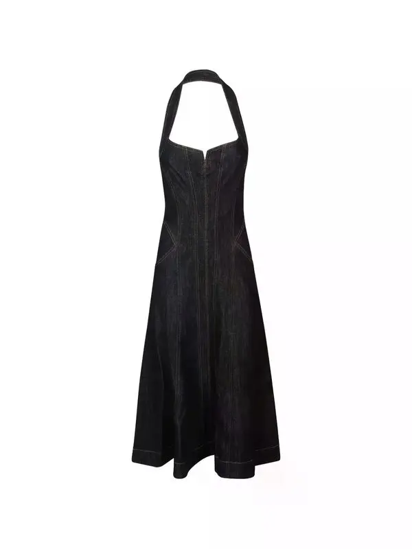 SELF-PORTRAIT Halterneck Panelled Midi Dress - Blue