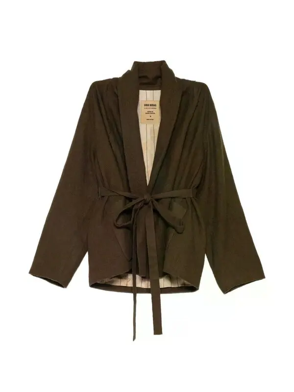 UMA WANG Belted Shawl-collar Jacket - Brown