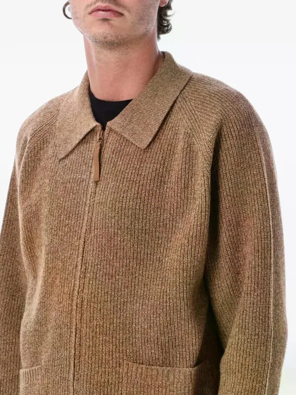 Universal Works Eco Wool Ribbed-knit Zip-up Sweater - Brown