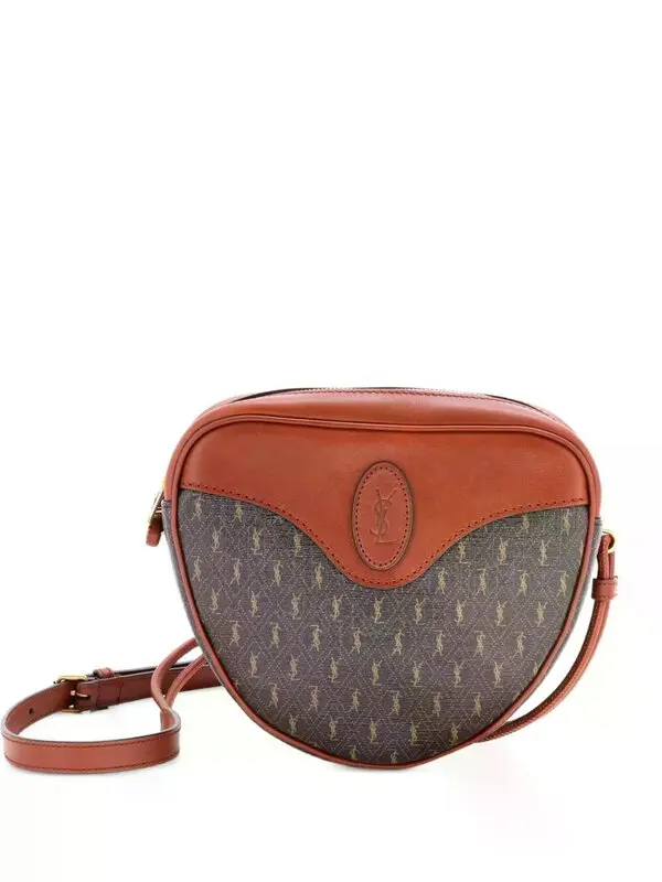 Saint Laurent Le Monogramme Coeur Bag Monogram All Over Coated Canvas And Leather Crossbody Bag - Brown