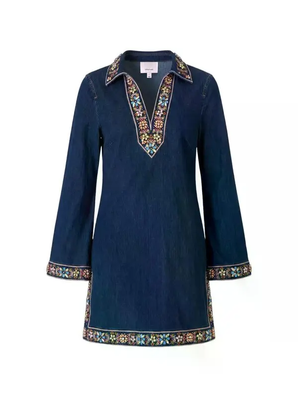 Cinq À Sept Pierson Crystal-embellished Denim Mini Dress
