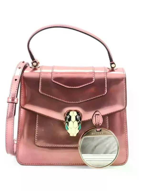 BVLGARI Serpenti Forever Top Handle Bag Patent Small Satchel - Metallic