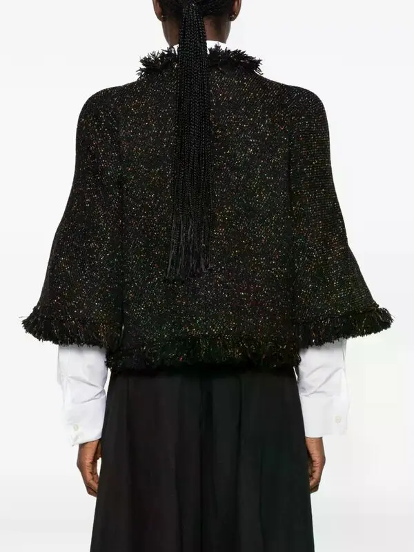 Sacai Fringed Tweed-effect Jacket