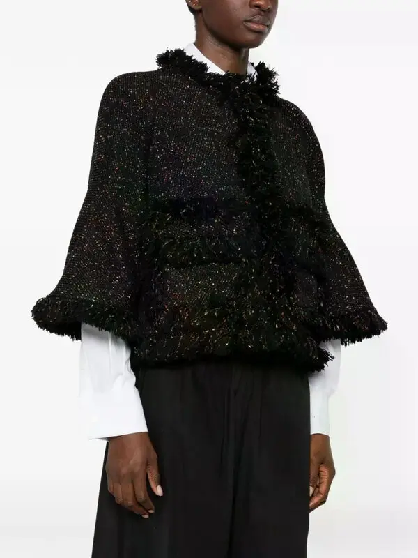 Sacai Fringed Tweed-effect Jacket