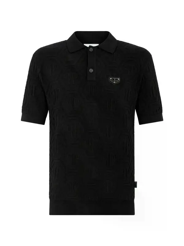 Philipp Plein Jacquard-monogram Polo Shirt - Black
