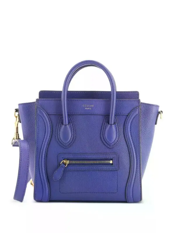 Celine Luggage Bag Grainy Leather Nano Crossbody Bag - Blue