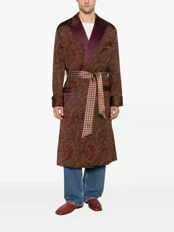 Etro Paisley-jacquard Belted Coat