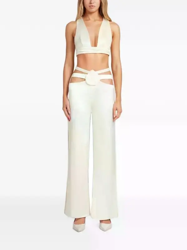 VIOLANTE NESSI Adele Bow-detail Satin Top - Neutrals