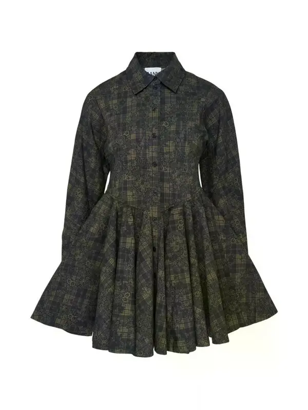 GANNI Printed Peplum Mini Dress