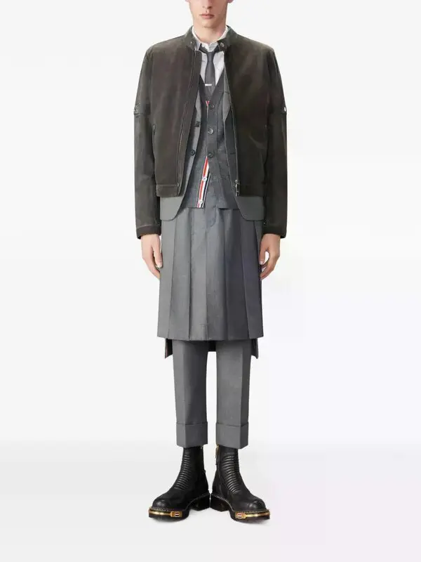 Thom Browne Leather Racer Jacket - Grey