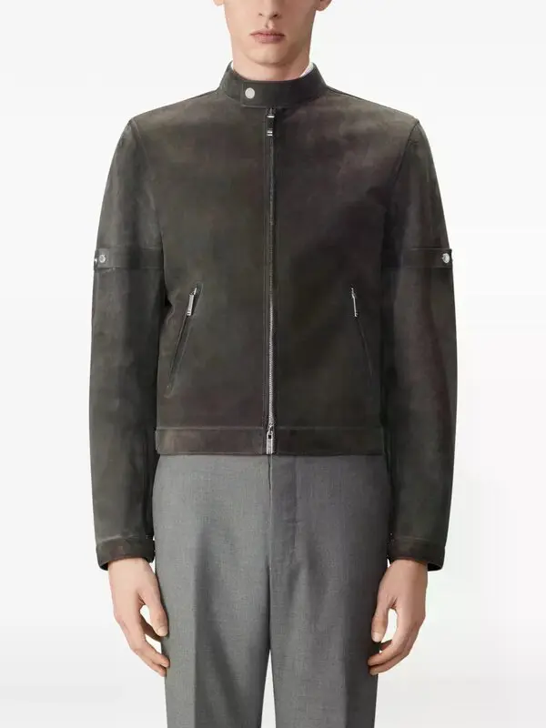 Thom Browne Leather Racer Jacket - Grey