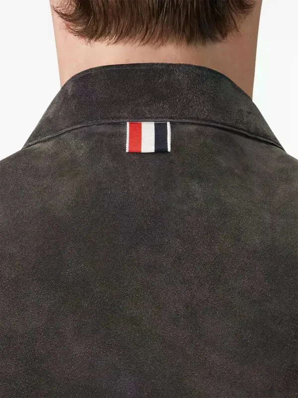 Thom Browne Leather Racer Jacket - Grey
