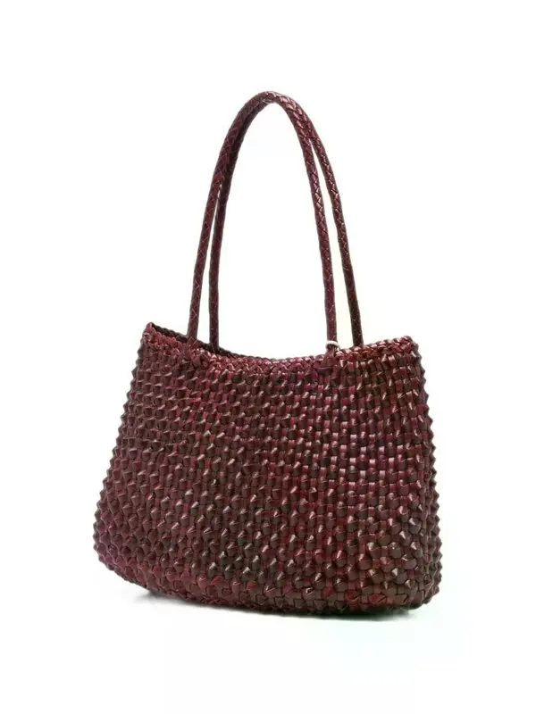 Dragon Diffusion Santa Croce Cactus Woven Leather Shoulder Bag - Red