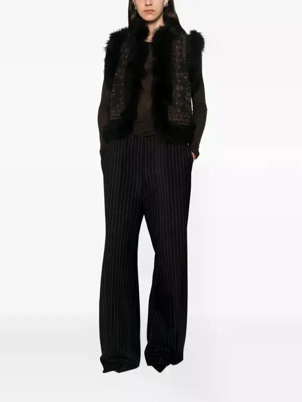 Antik Batik Sando Feather-trim Gilet - Black