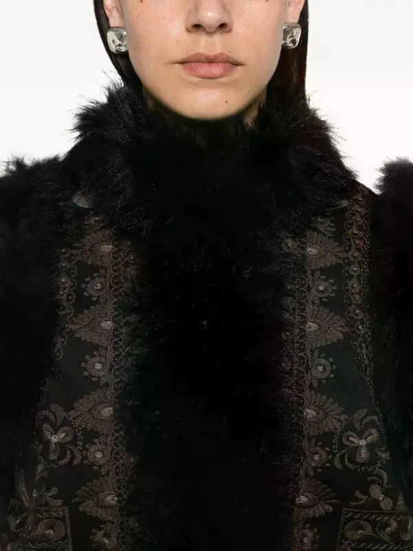 Antik Batik Sando Feather-trim Gilet - Black