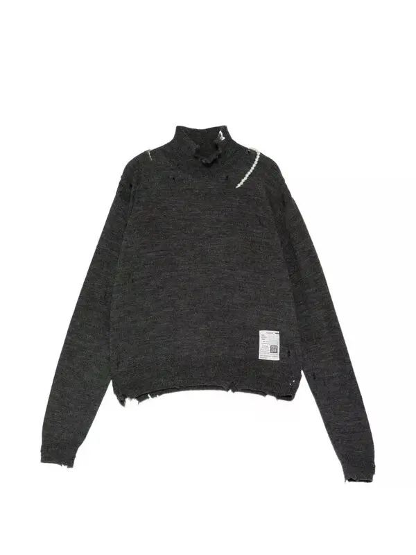 Mihara Yasuhiro Pearl-embellished Distressed Jumper