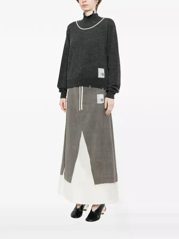 Mihara Yasuhiro Pearl-embellished Distressed Jumper
