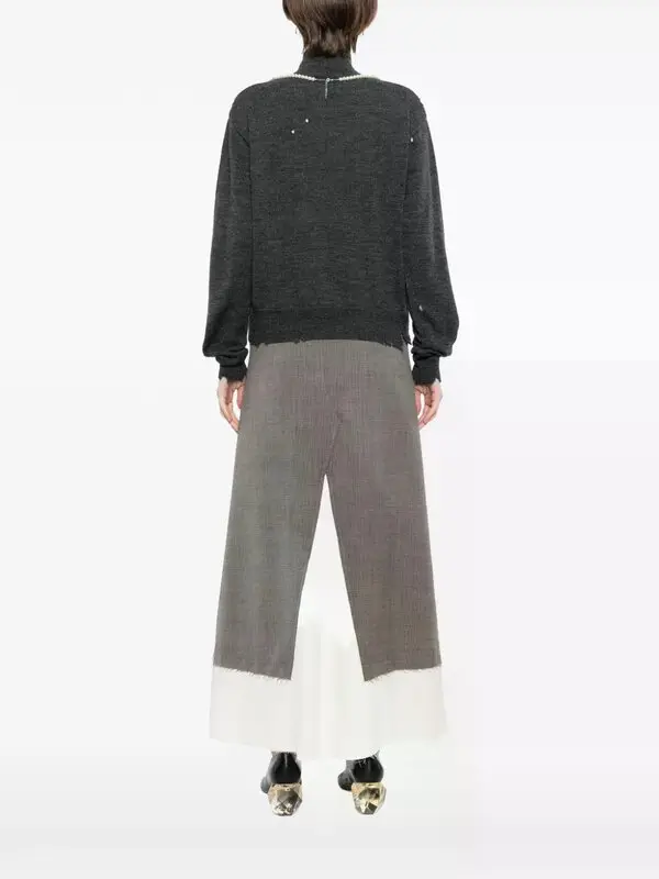 Mihara Yasuhiro Pearl-embellished Distressed Jumper