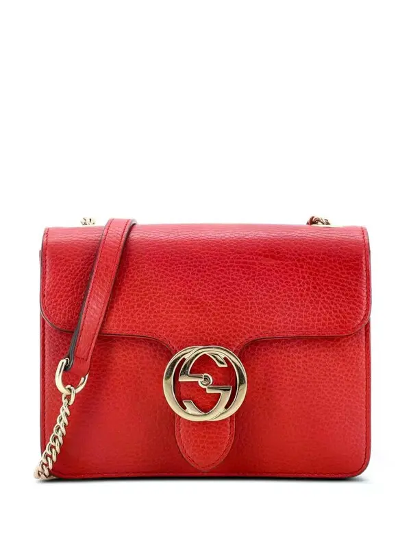 Gucci Interlocking Leather Small Shoulder Bag - Red