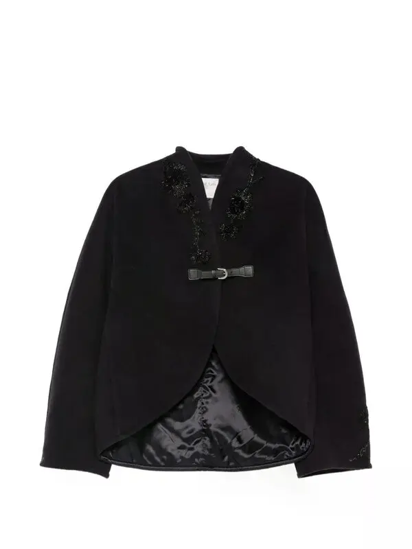 FORTE_FORTE Embroidered Buckle-fastening Coat
