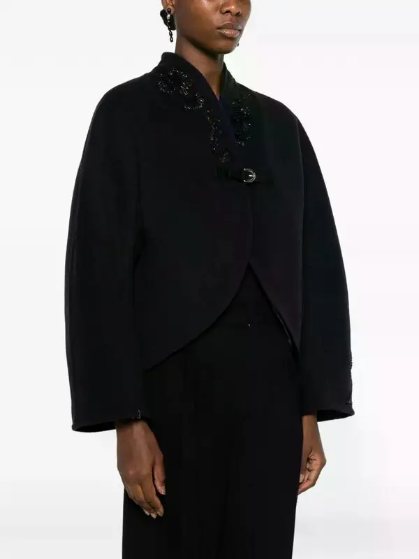 FORTE_FORTE Embroidered Buckle-fastening Coat