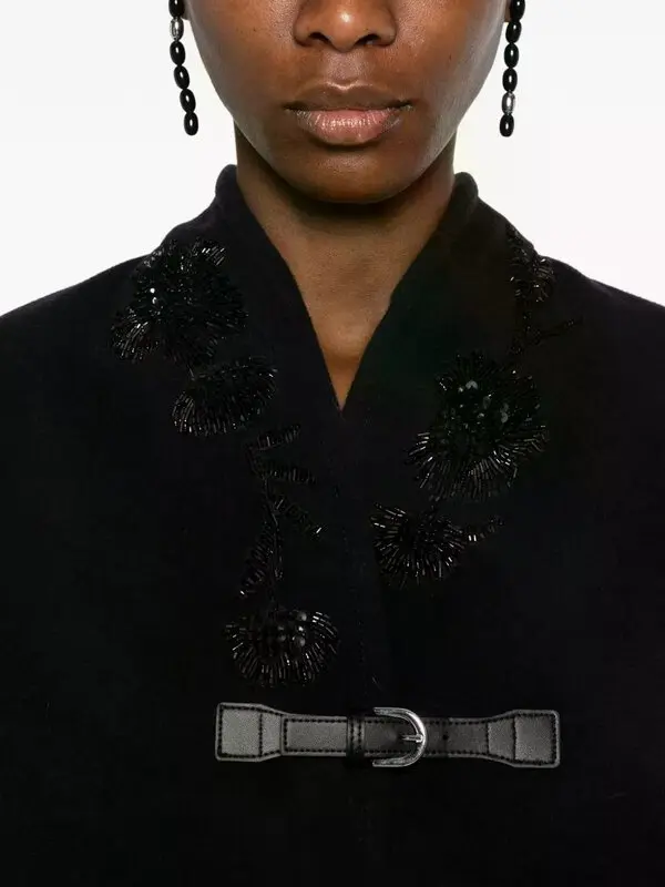 FORTE_FORTE Embroidered Buckle-fastening Coat