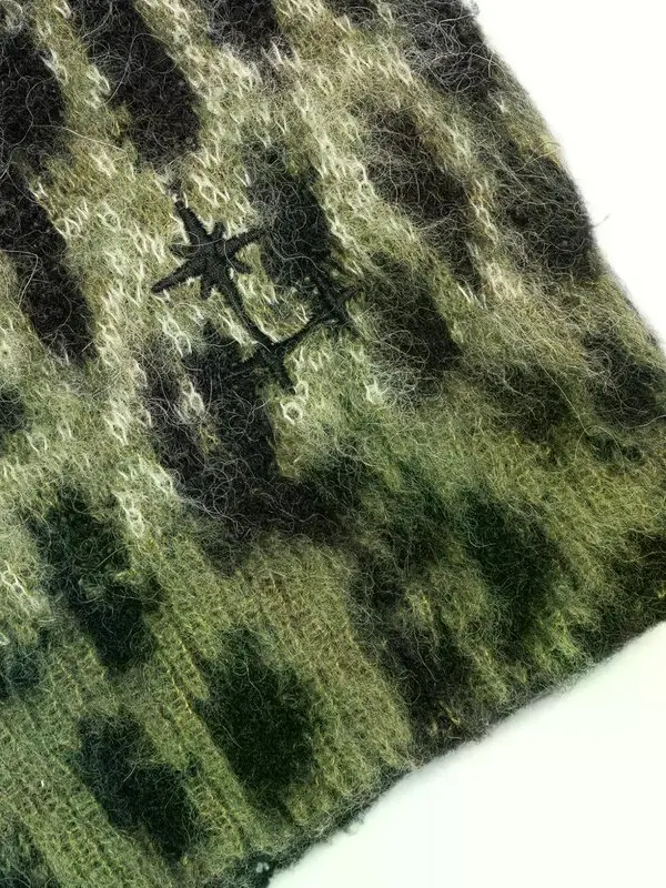LANEUS Leopard-print Brushed-knit Beanie Hat