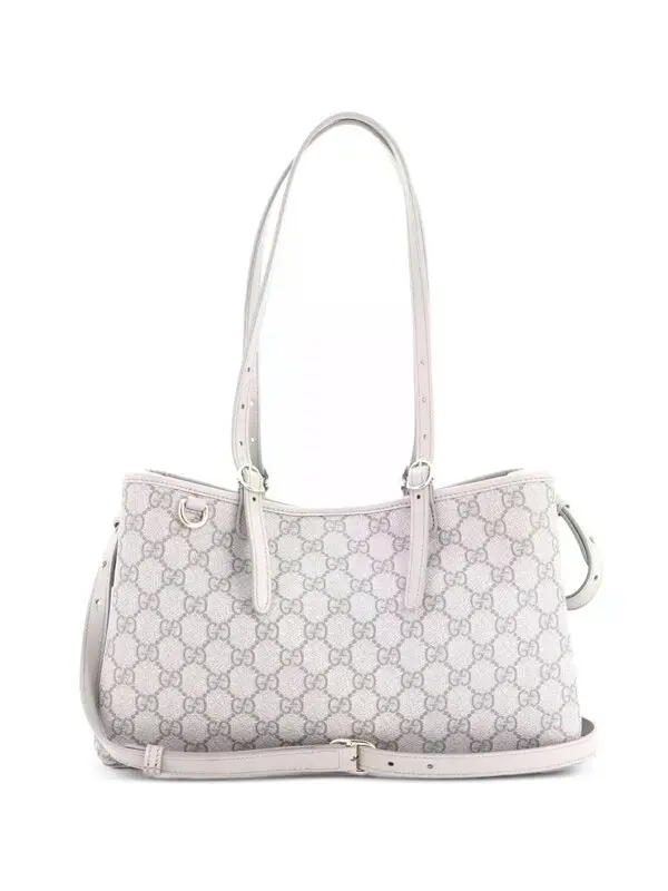Gucci Emblem Gg Coated Canvas Small Tote Bag - Grey
