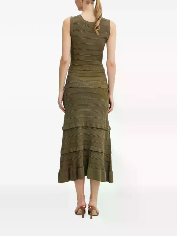 MORGAN Tiered Pointelle-knit Midi Dress
