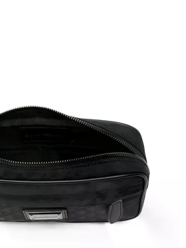 Emporio Armani Monogram-pattern Logo-plaque Wash Bag