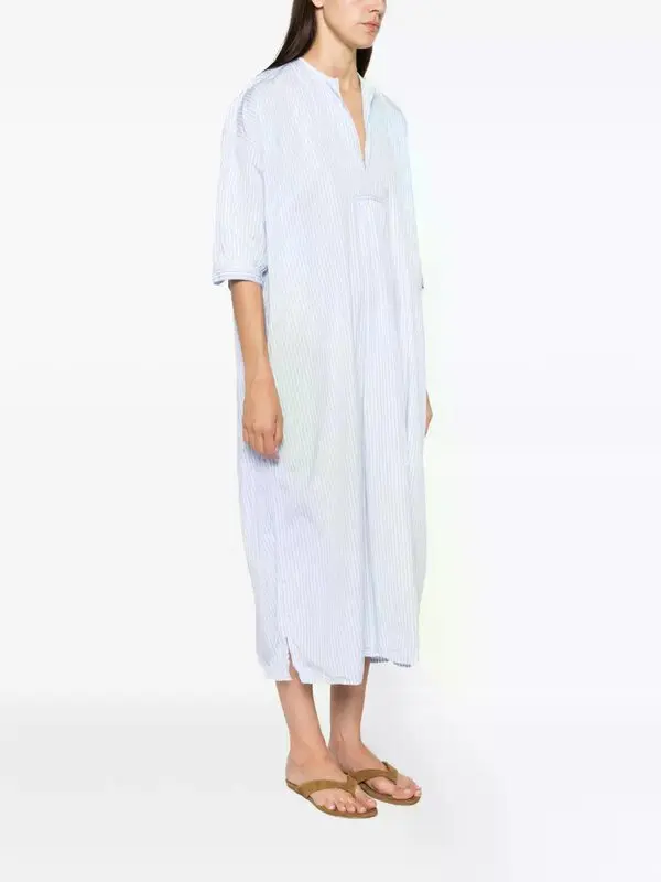 DANIELA GREGIS Vertical-stripe Long-sleeve Midi Dress
