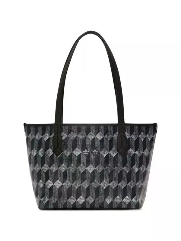 AU DEPART Geometric-print Leather Shoulder Bag - Black
